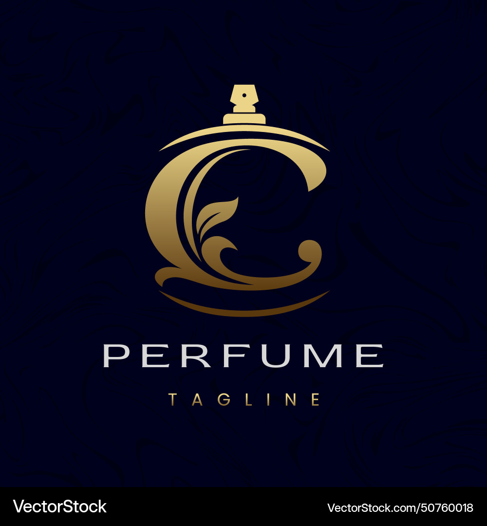 Letter c perfume logo design elegant luxury scent Vector Image
