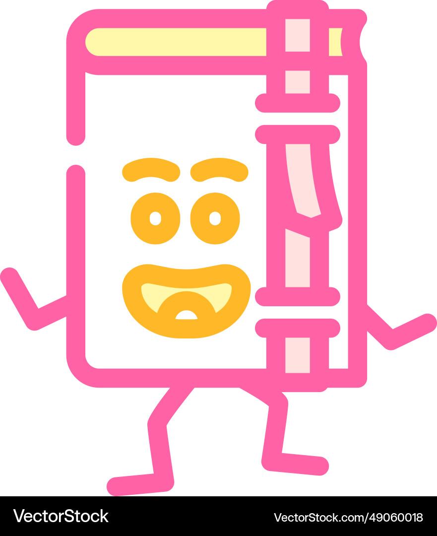 Library book character color icon Royalty Free Vector Image