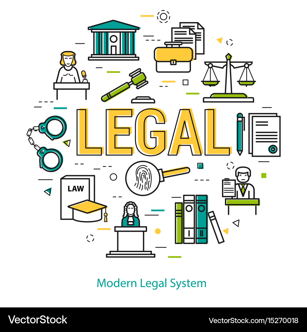 Modern legal system - round line concept Vector Image