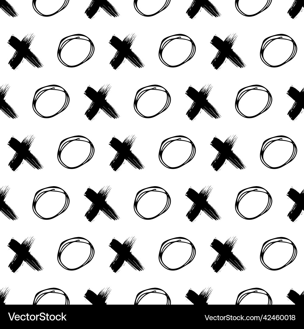 Seamless pattern with hand drawn cross and circle Vector Image