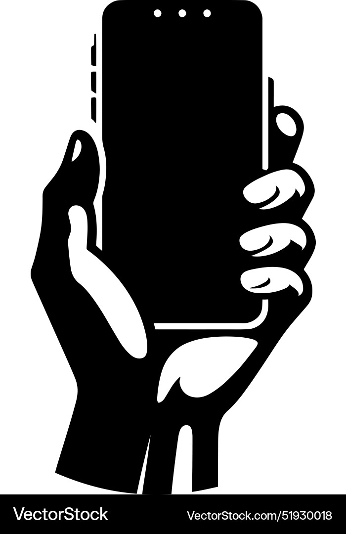 Smartphone mobile on hand silhouette isolated Vector Image