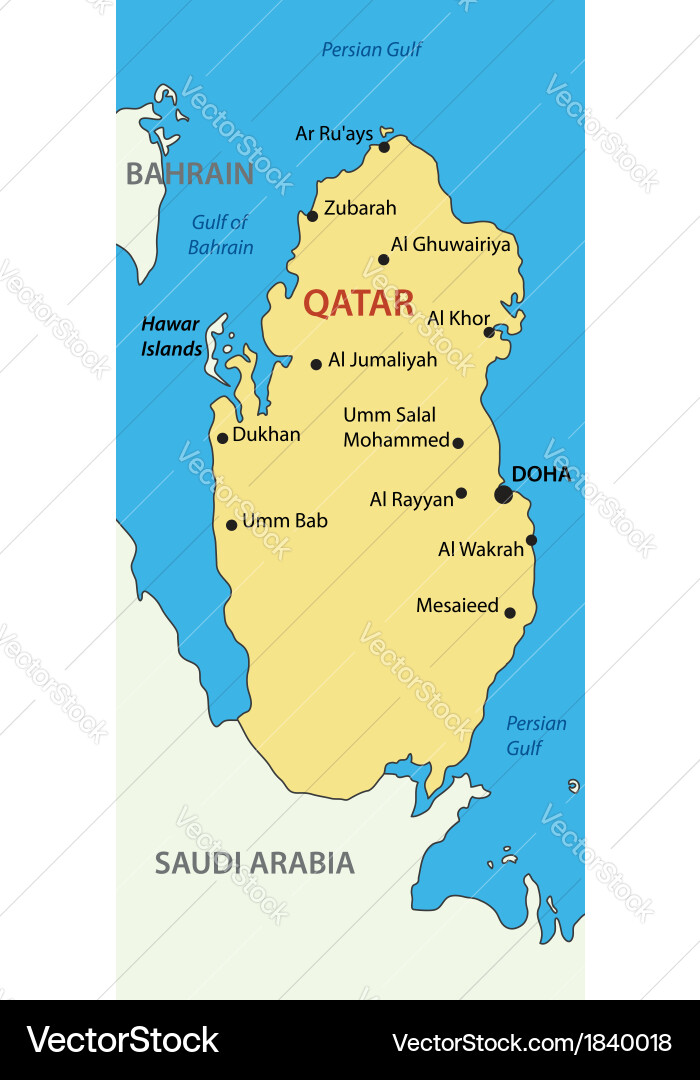 State of qatar - map Royalty Free Vector Image