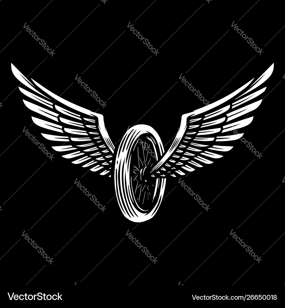 Winged motorcycle wheel on dark background design Vector Image