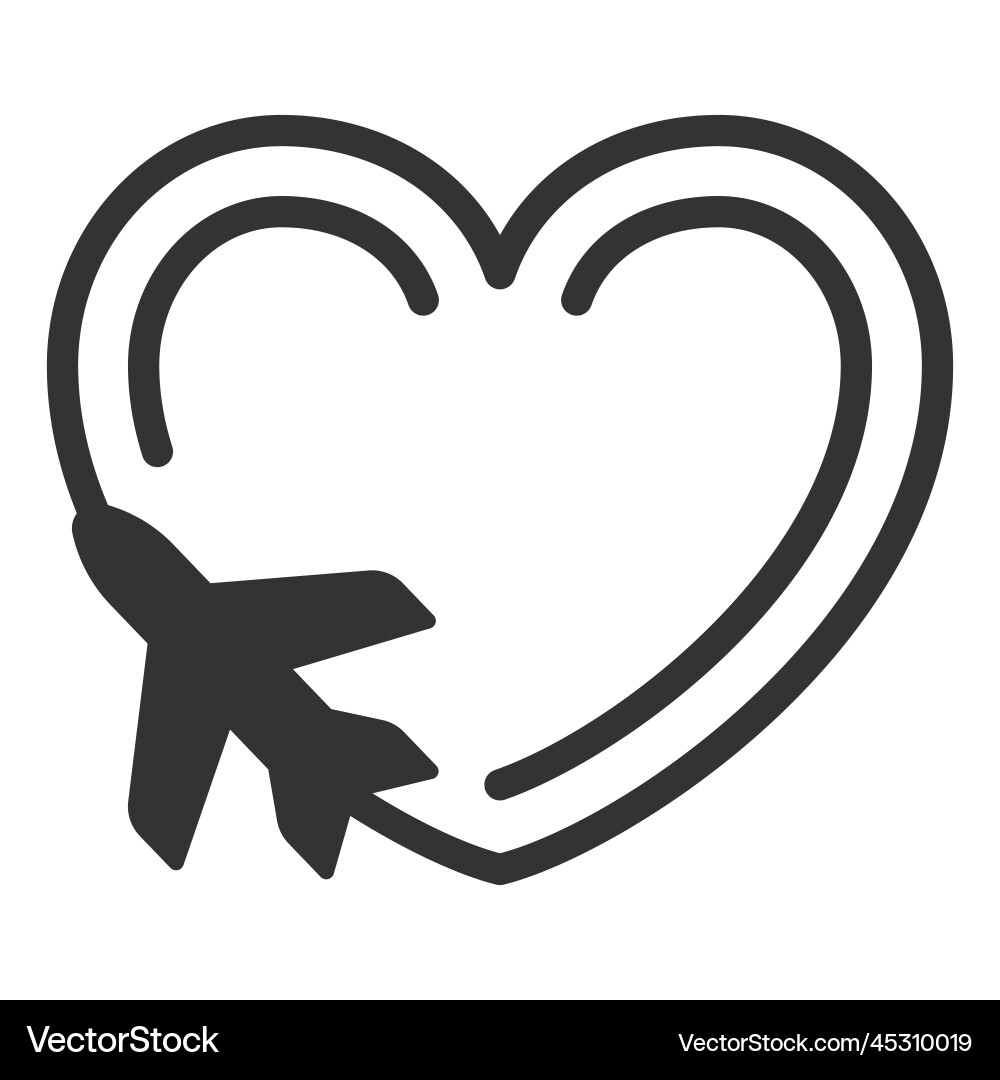 Airplane draws a heart 1 Royalty Free Vector Image