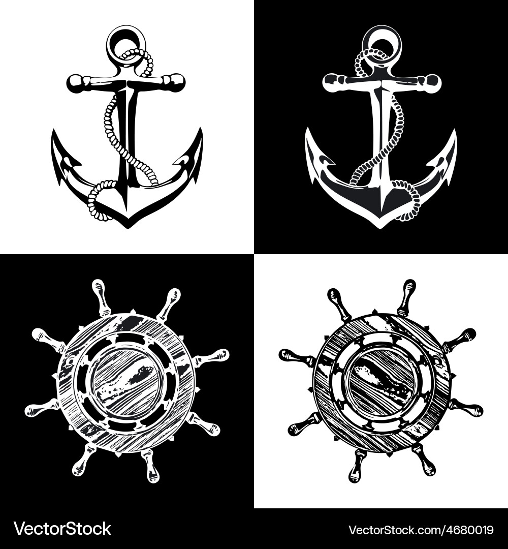 Ankerrad Kunst Lizenzfreies Vektorbild - VectorStock