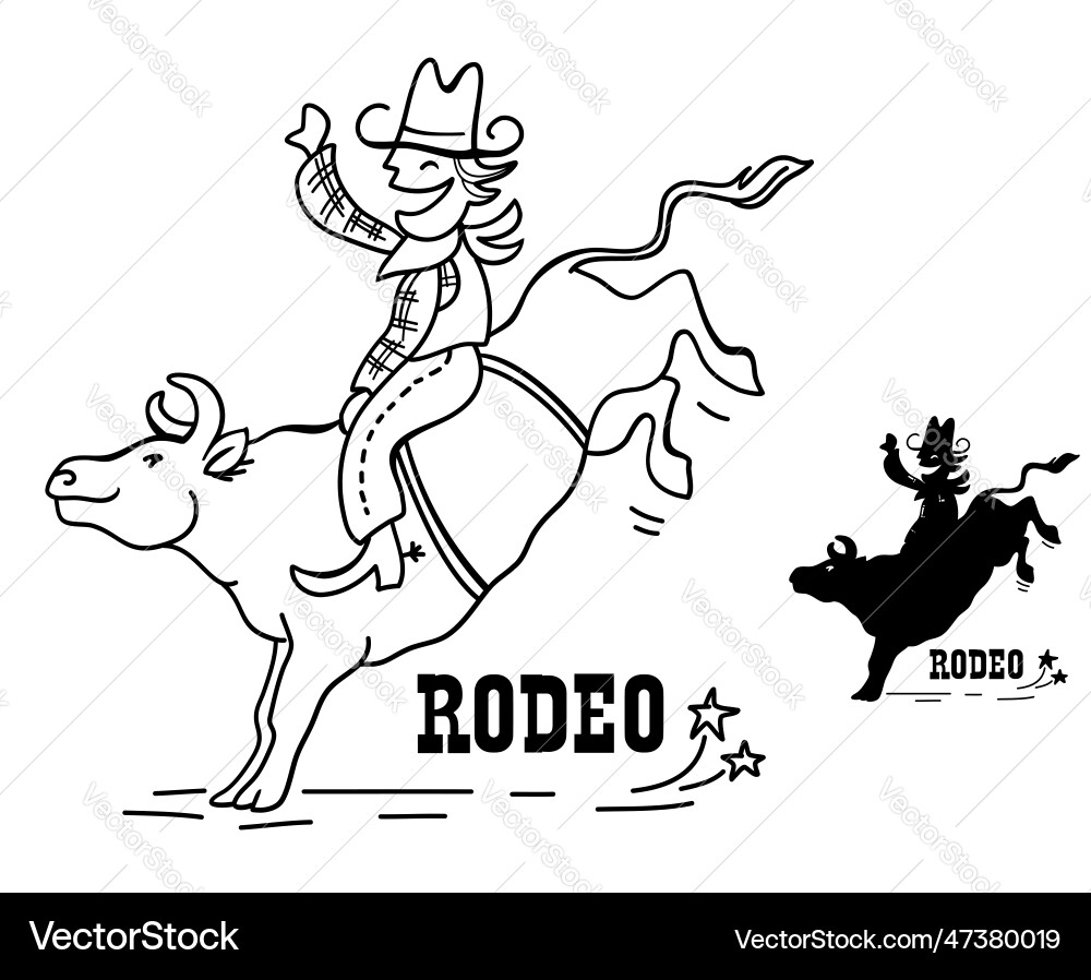 Bull rider cartoon isolated Royalty Free Vector Image