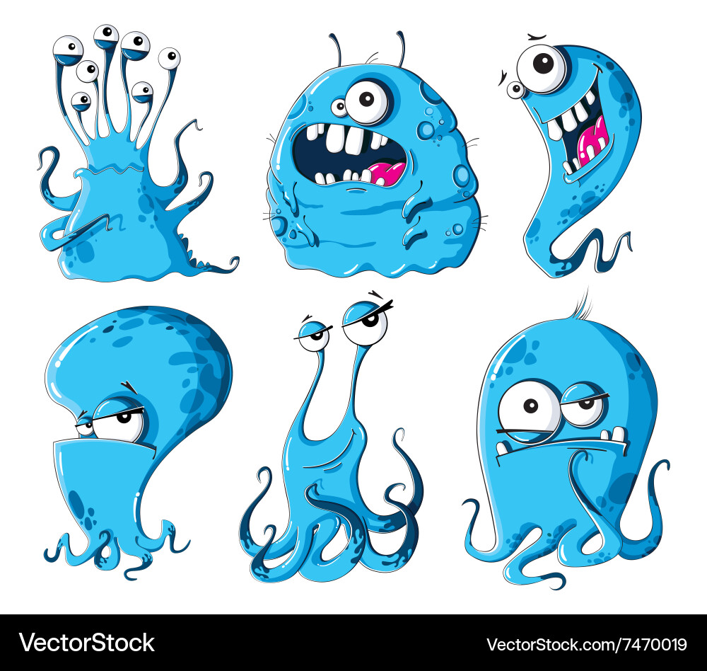 Cartoon microbes bacteria monsters Royalty Free Vector Image