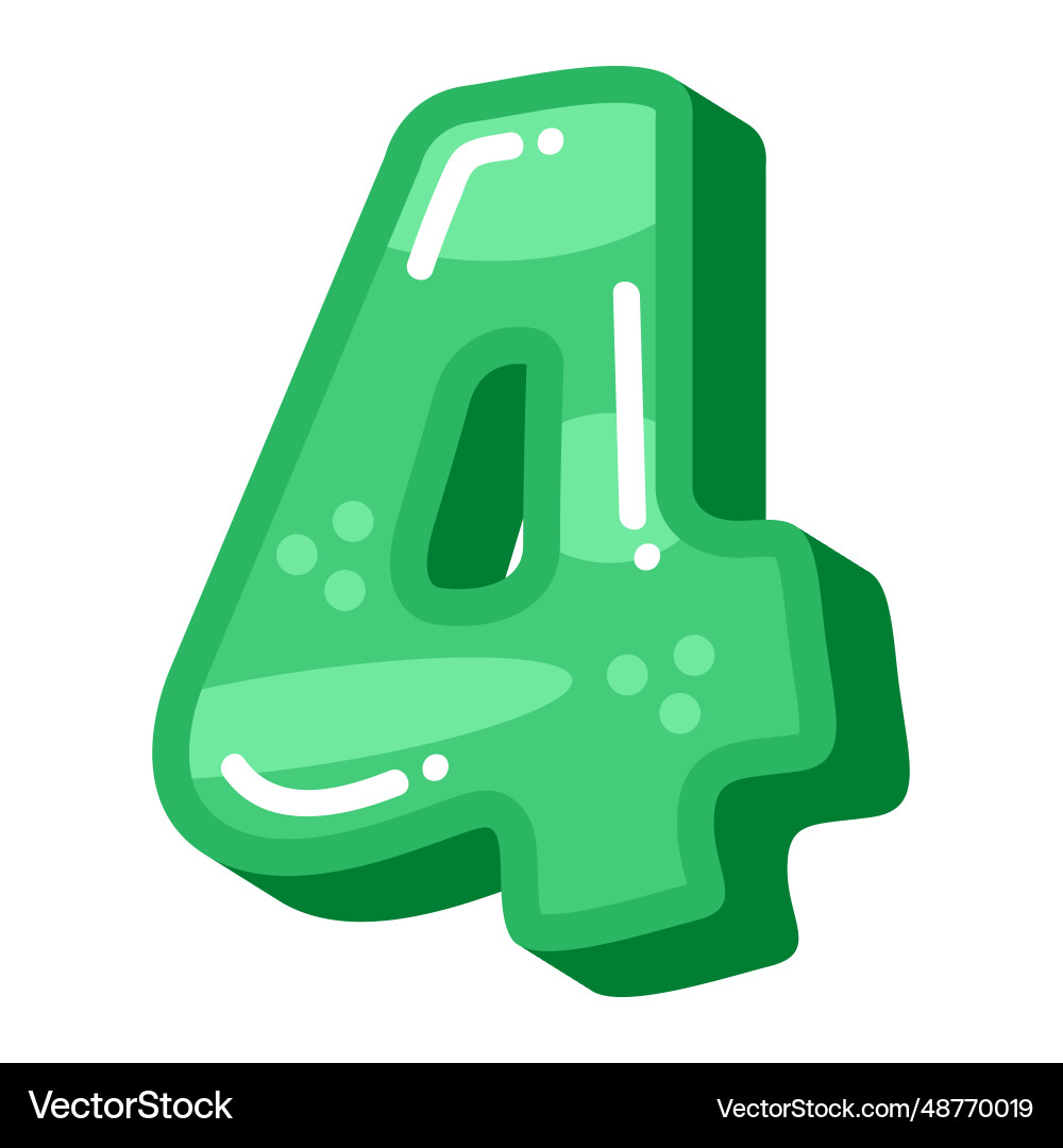 Cute funny number 4 Royalty Free Vector Image - VectorStock