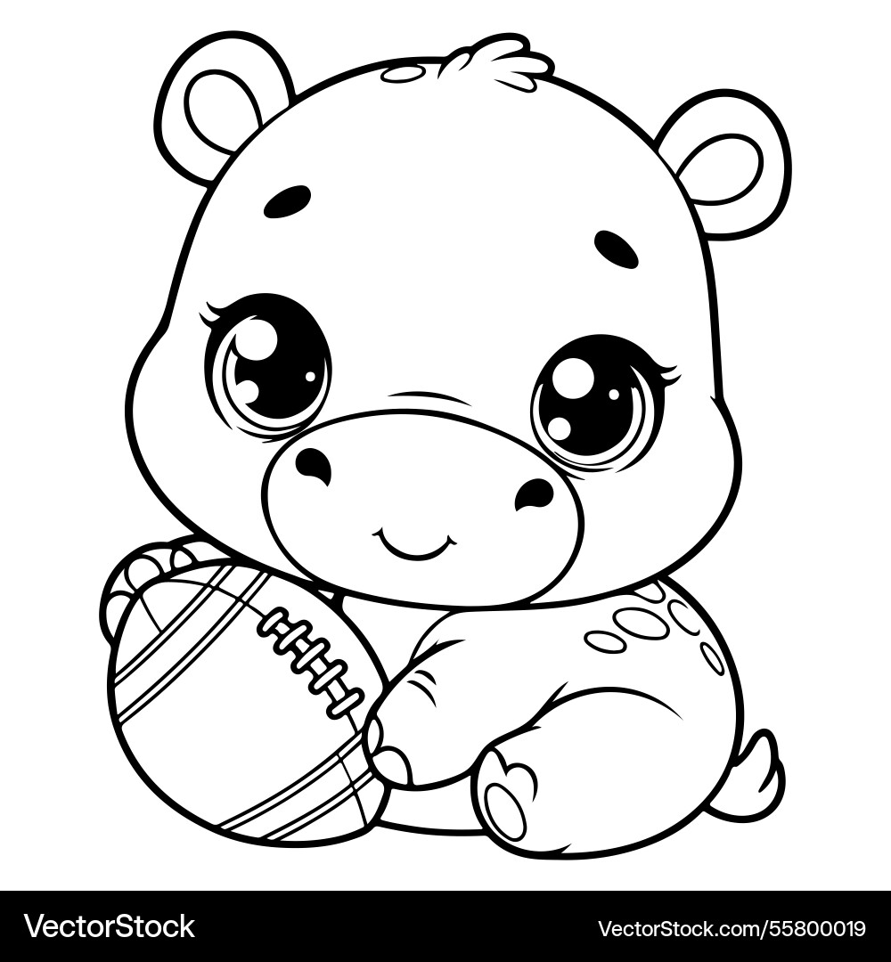 Cute hippo coloring pages for kids Royalty Free Vector Image