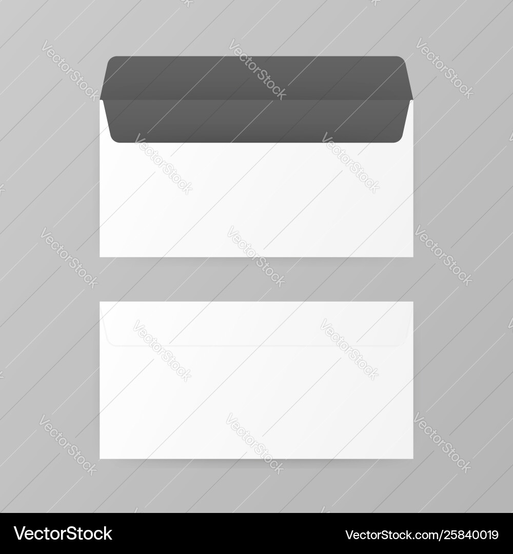 Dl envelopes mockup front and back view Royalty Free Vector