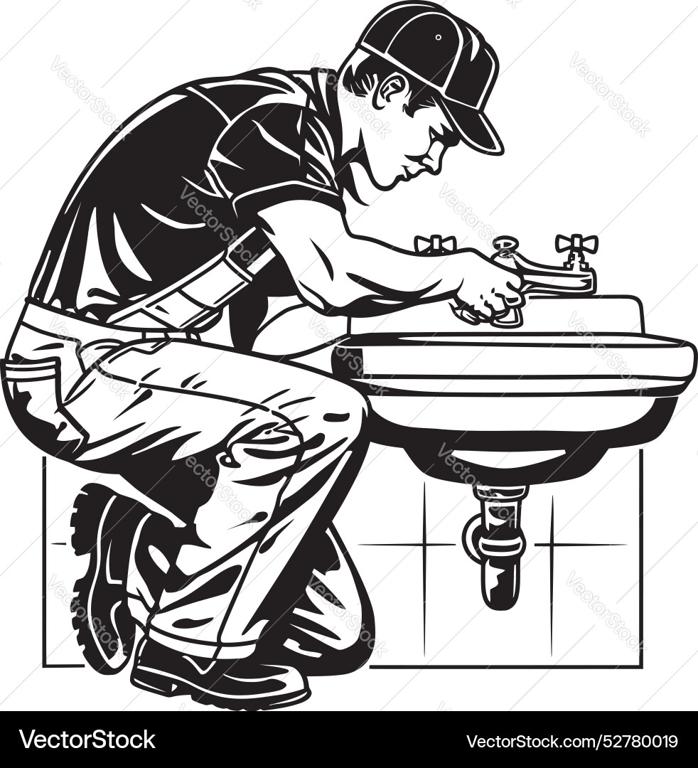 Drip dynamo plumbing worker repairs logo icon Vector Image