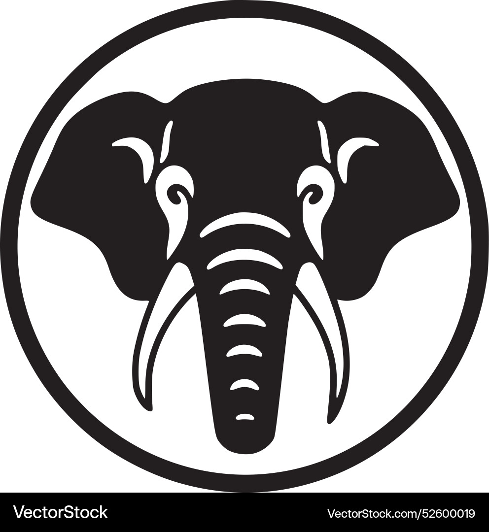 Elephant - black and white isolated icon Vector Image