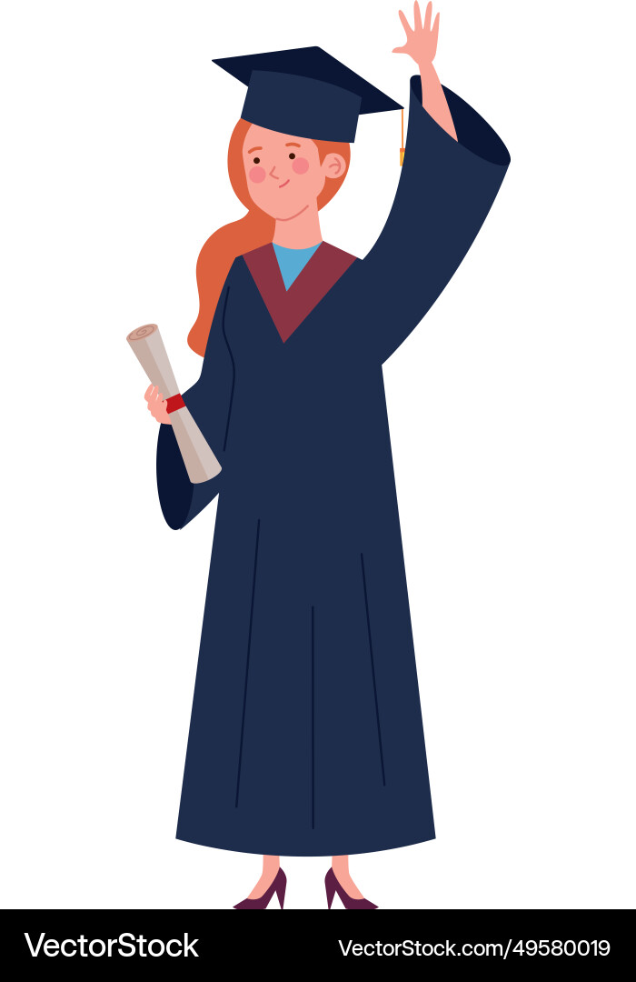 Graduation event woman character Royalty Free Vector Image