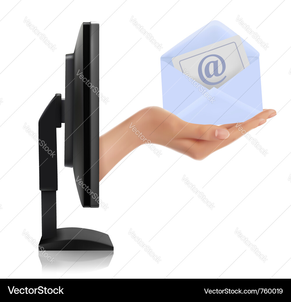 Hand from a monitor Royalty Free Vector Image - VectorStock
