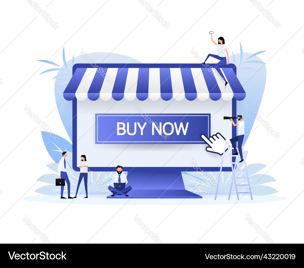 Icon with blue buy now 3d button on white Vector Image