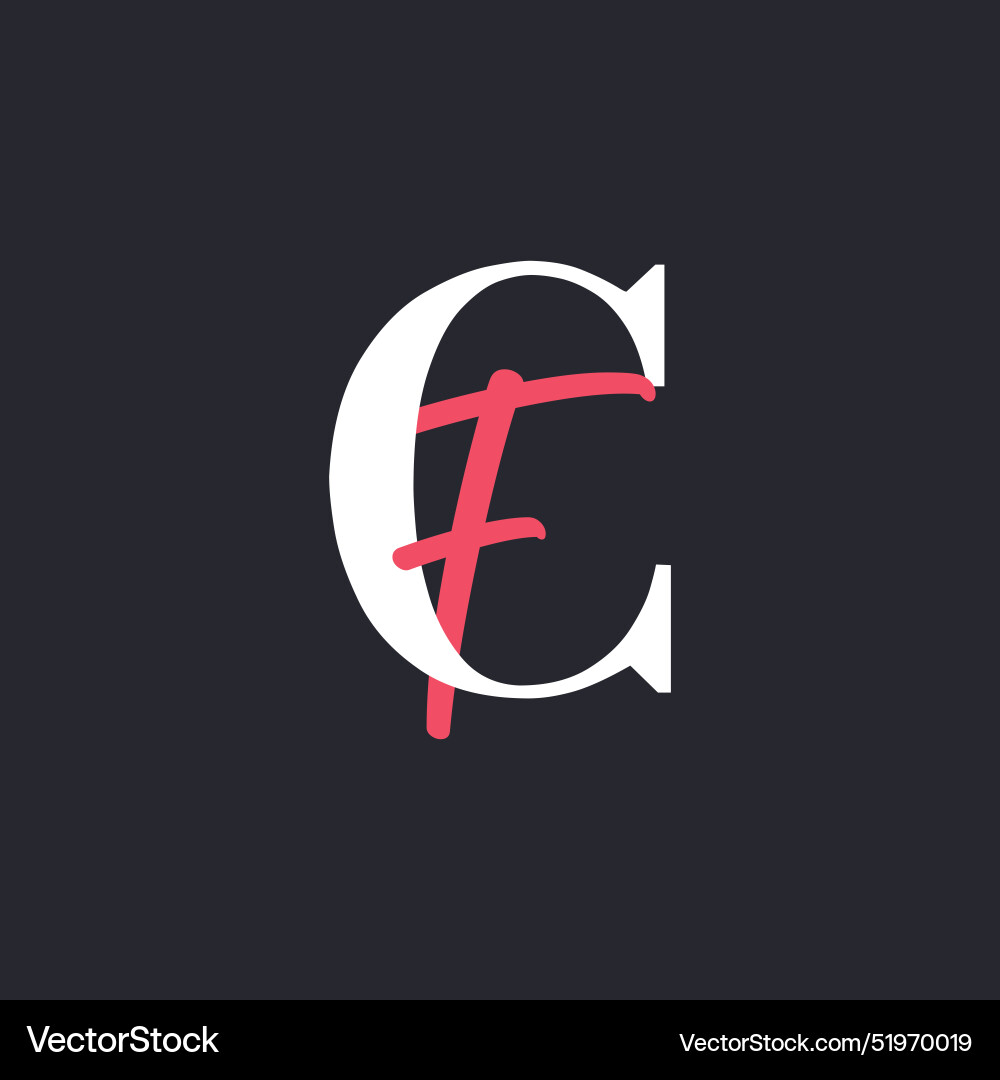 Letter cf logo perfectly blended initials Vector Image