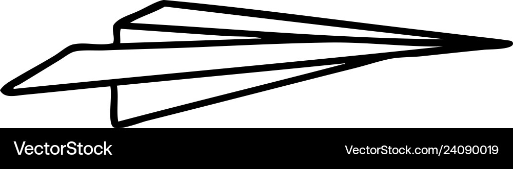 Line drawing cartoon paper aeroplane Royalty Free Vector
