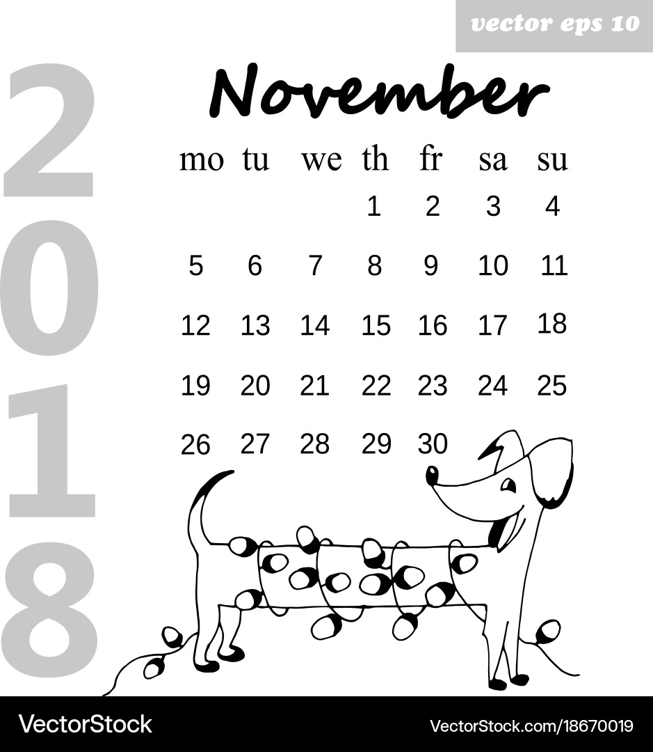 November dog Royalty Free Vector Image - VectorStock