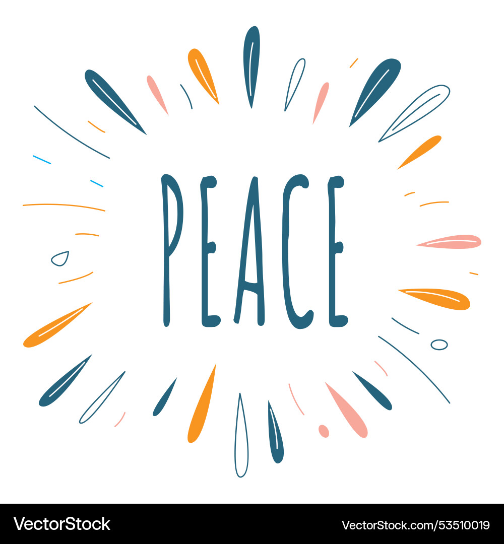 Peace in romantic flower leaves circle frame Vector Image