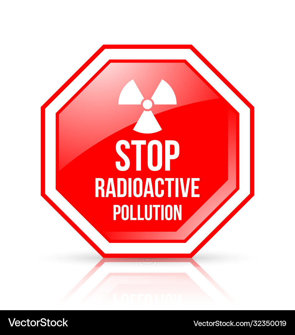 Red and white stop radioactive pollution sign Vector Image