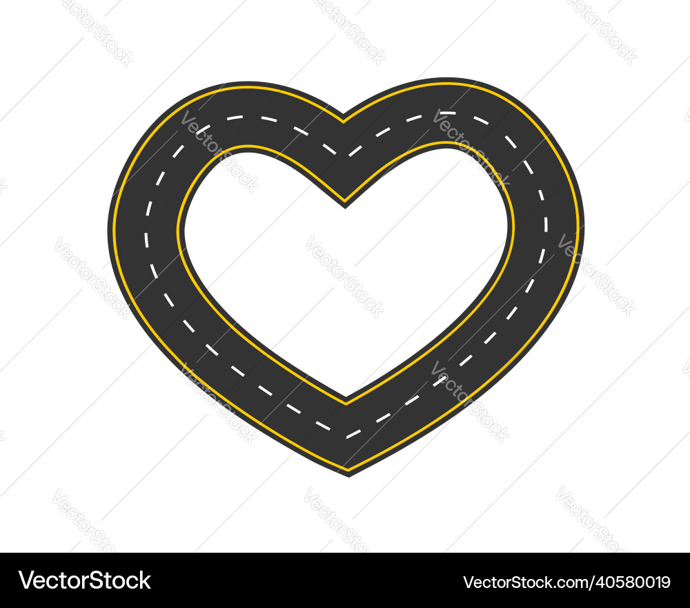 Road heart shape icon isolated on white background