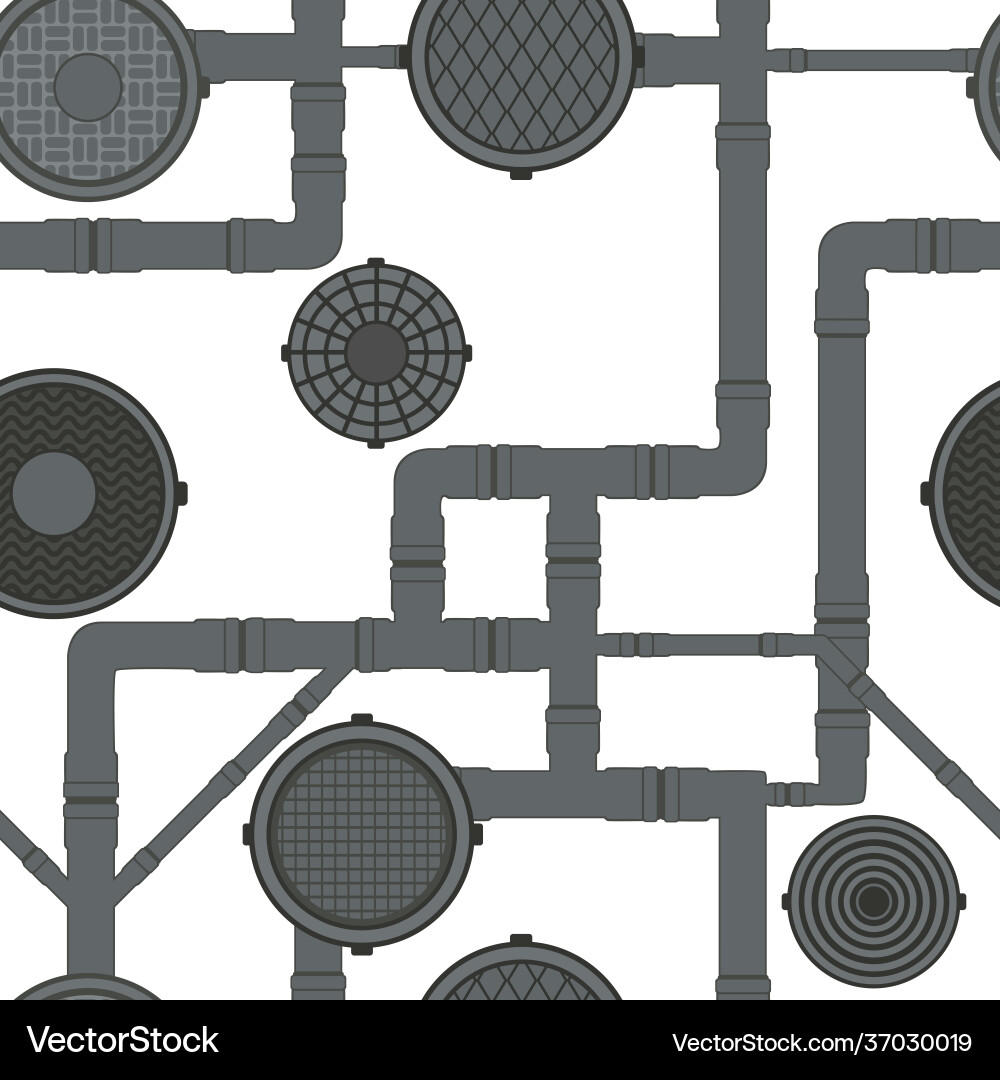 Sewer seamless pattern pipes and sewers Royalty Free Vector