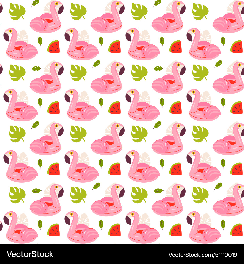 Summer floating with flamingo inflatable float Vector Image