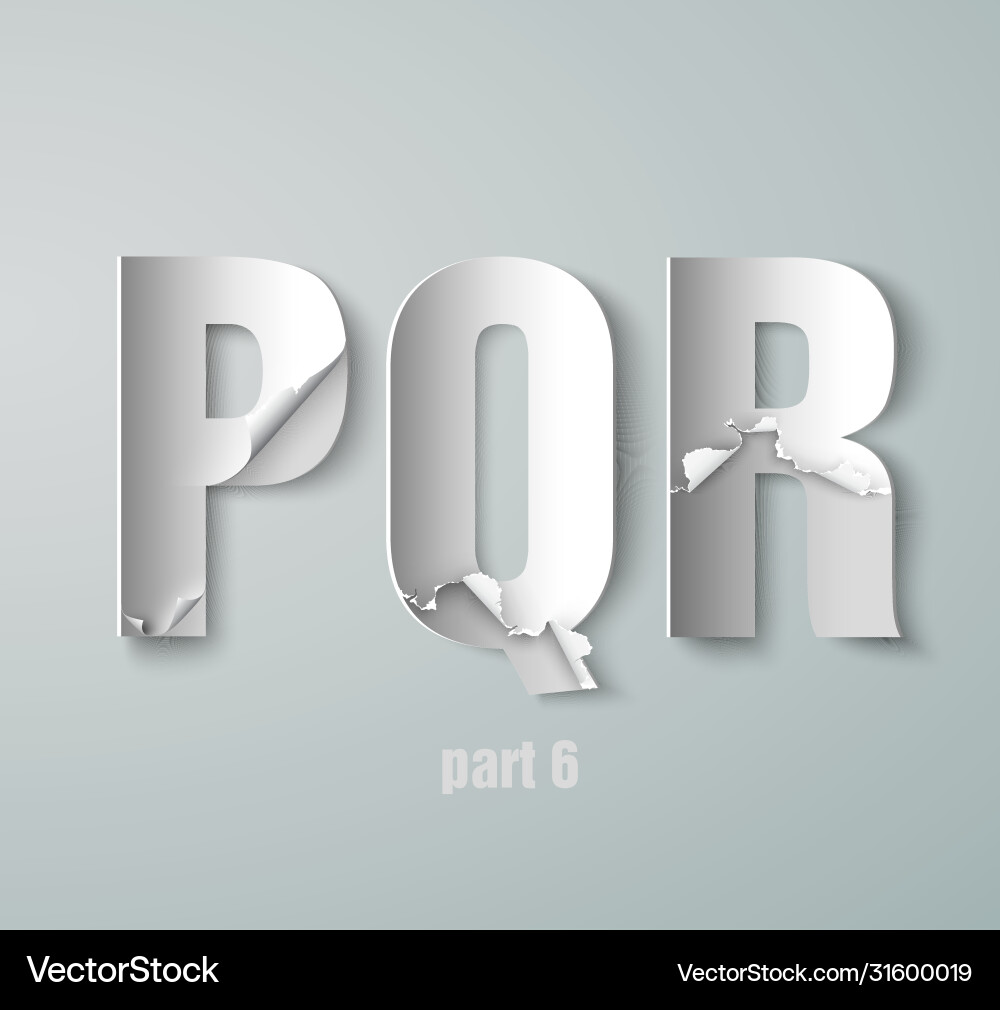 Torn paper graphic alphabet Royalty Free Vector Image