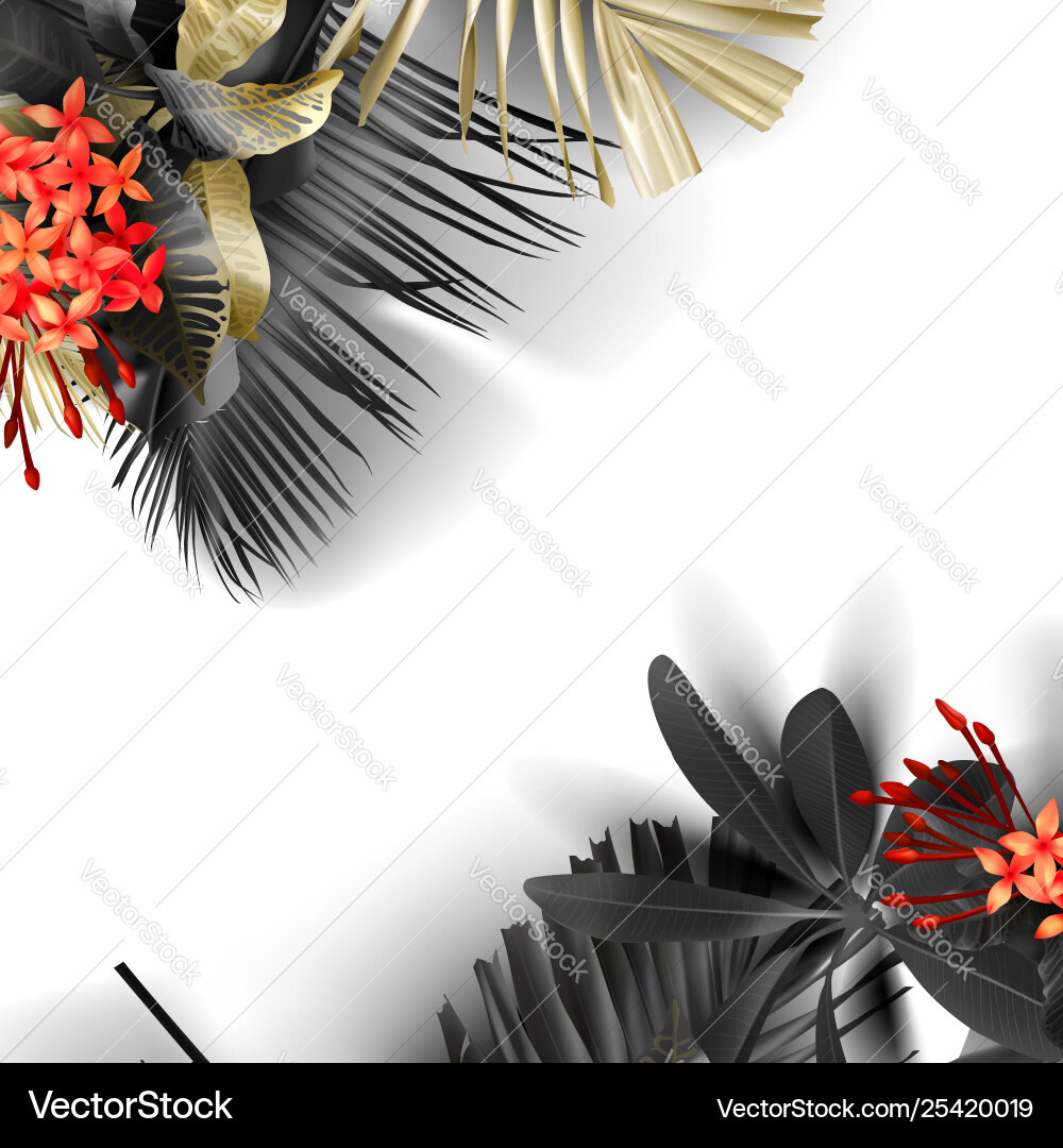 Tropical Black and Gold Leaf Background Royalty Free Vector