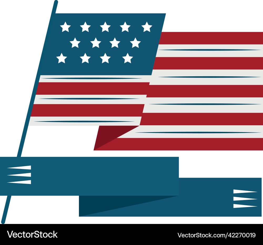 Usa flag in pole Royalty Free Vector Image - VectorStock
