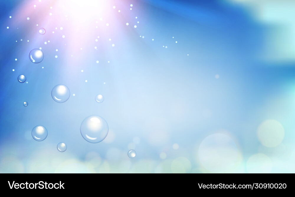 Bright sphere bubbles over deep blue sky Vector Image