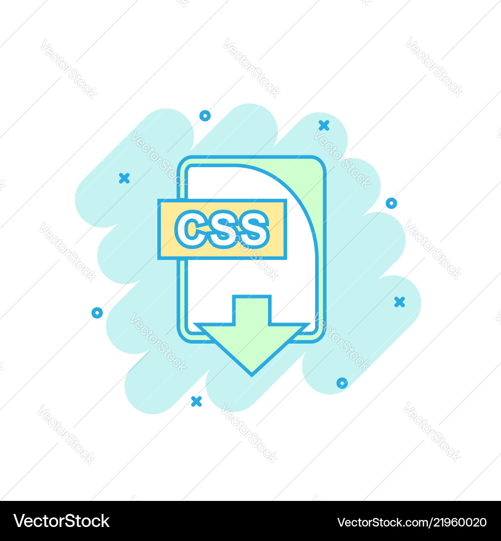 Cartoon colored css file icon in comic style Vector Image