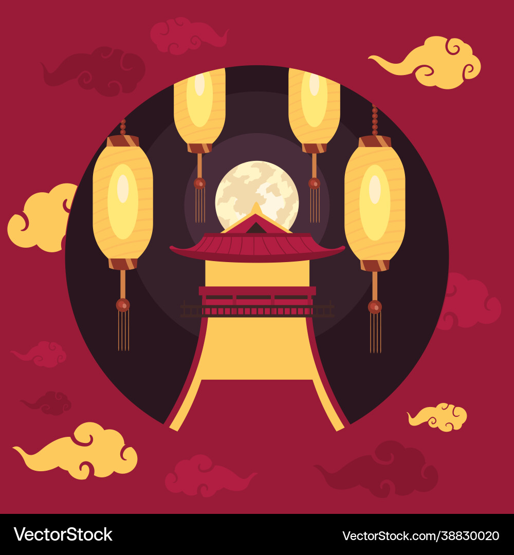 Chinese moon frame Royalty Free Vector Image - VectorStock