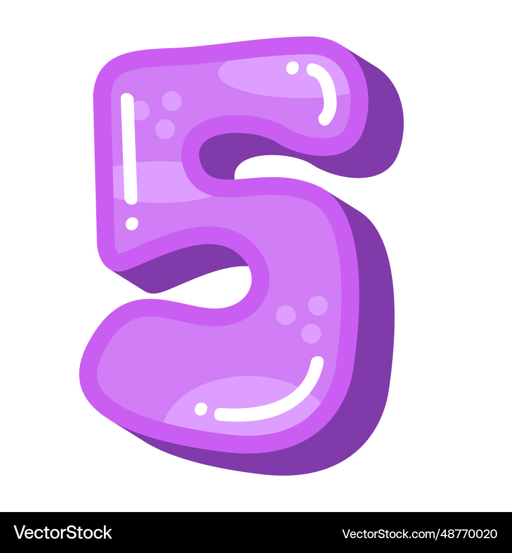 Cute funny number 5 Royalty Free Vector Image - VectorStock