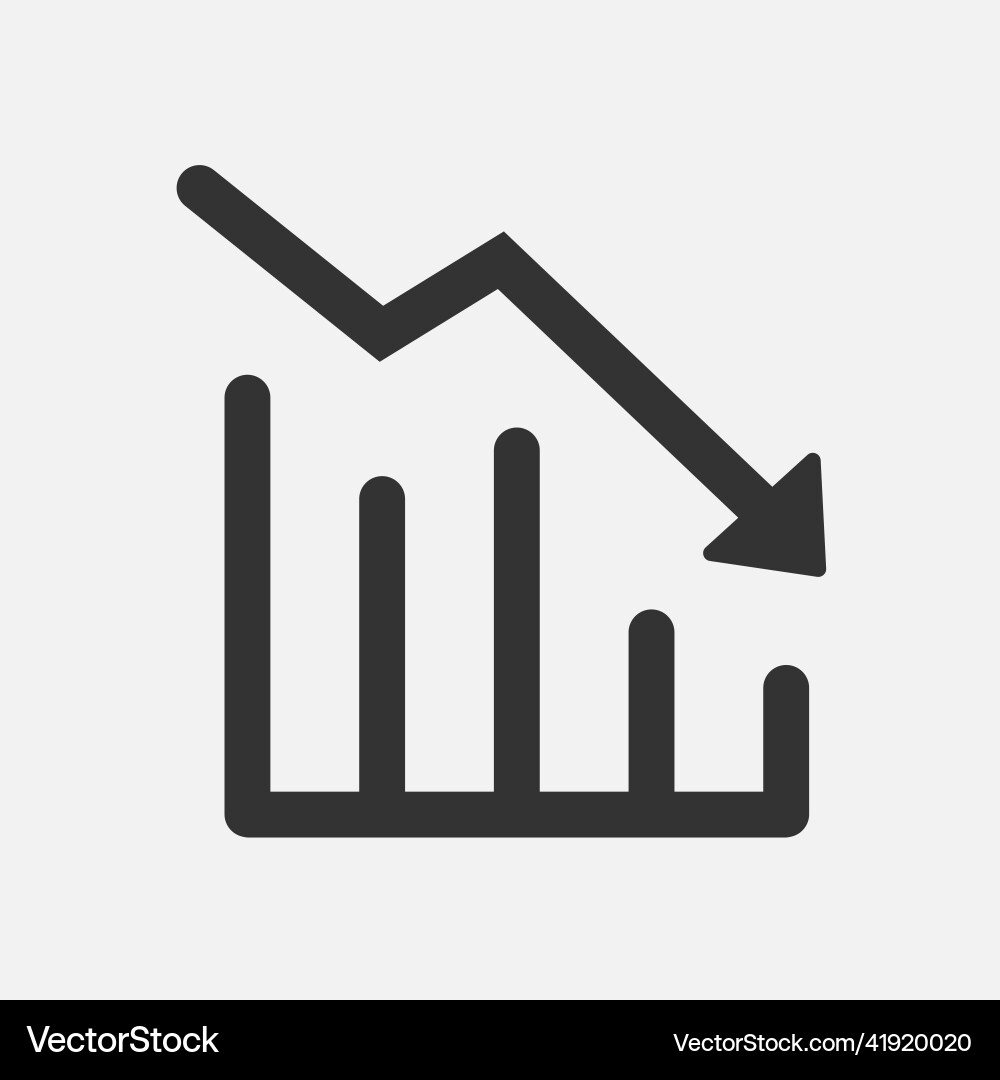 Decrease graph down chart icon isolated flat Vector Image