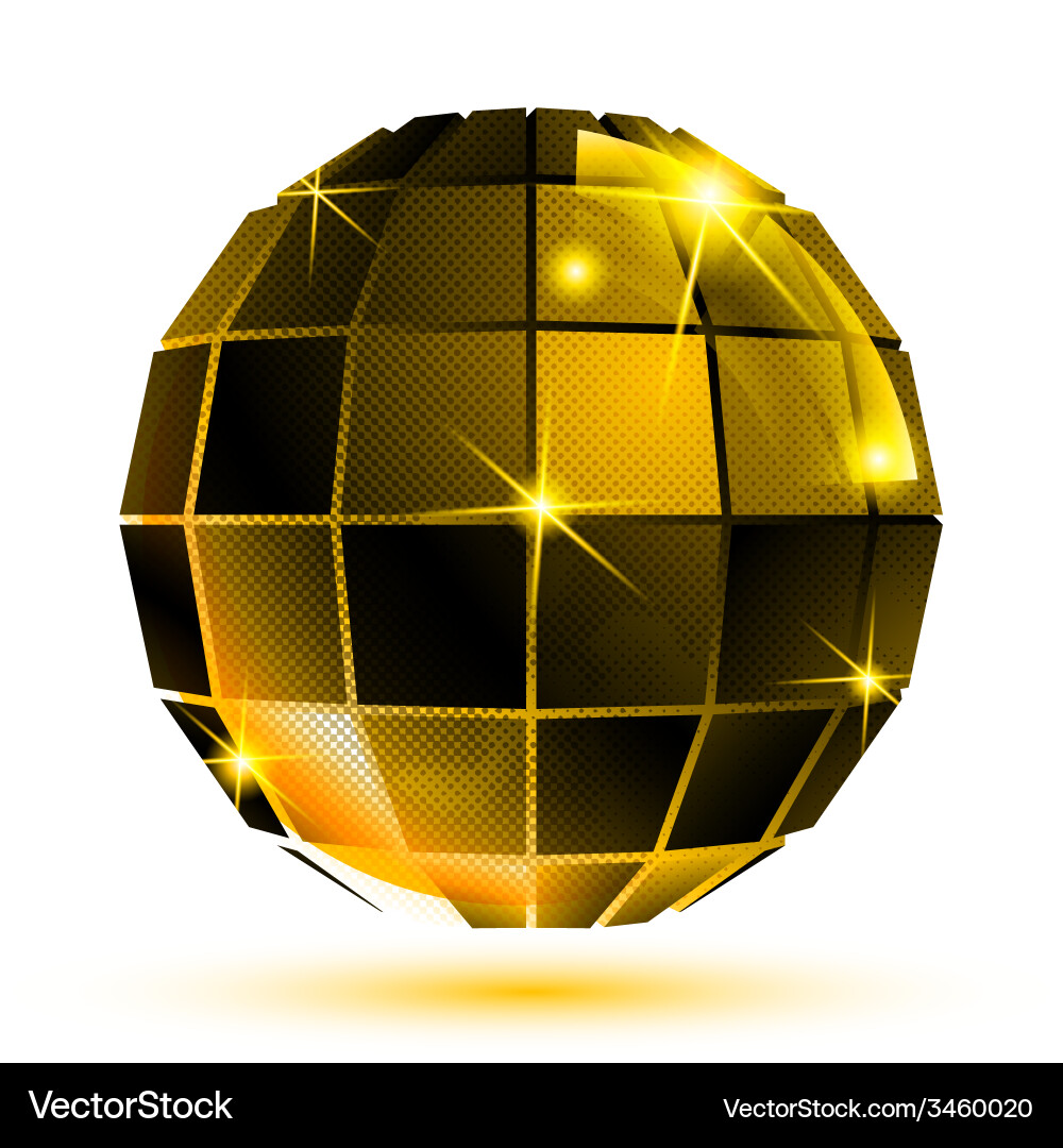 Gold 3d futuristic sparkling object bright plastic
