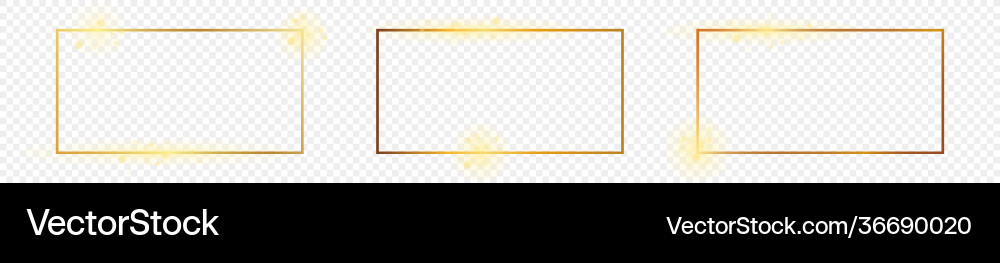 Gold glowing rectangular shape frame Royalty Free Vector