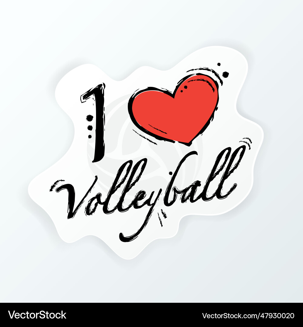Heart volleyball love sticker Royalty Free Vector Image