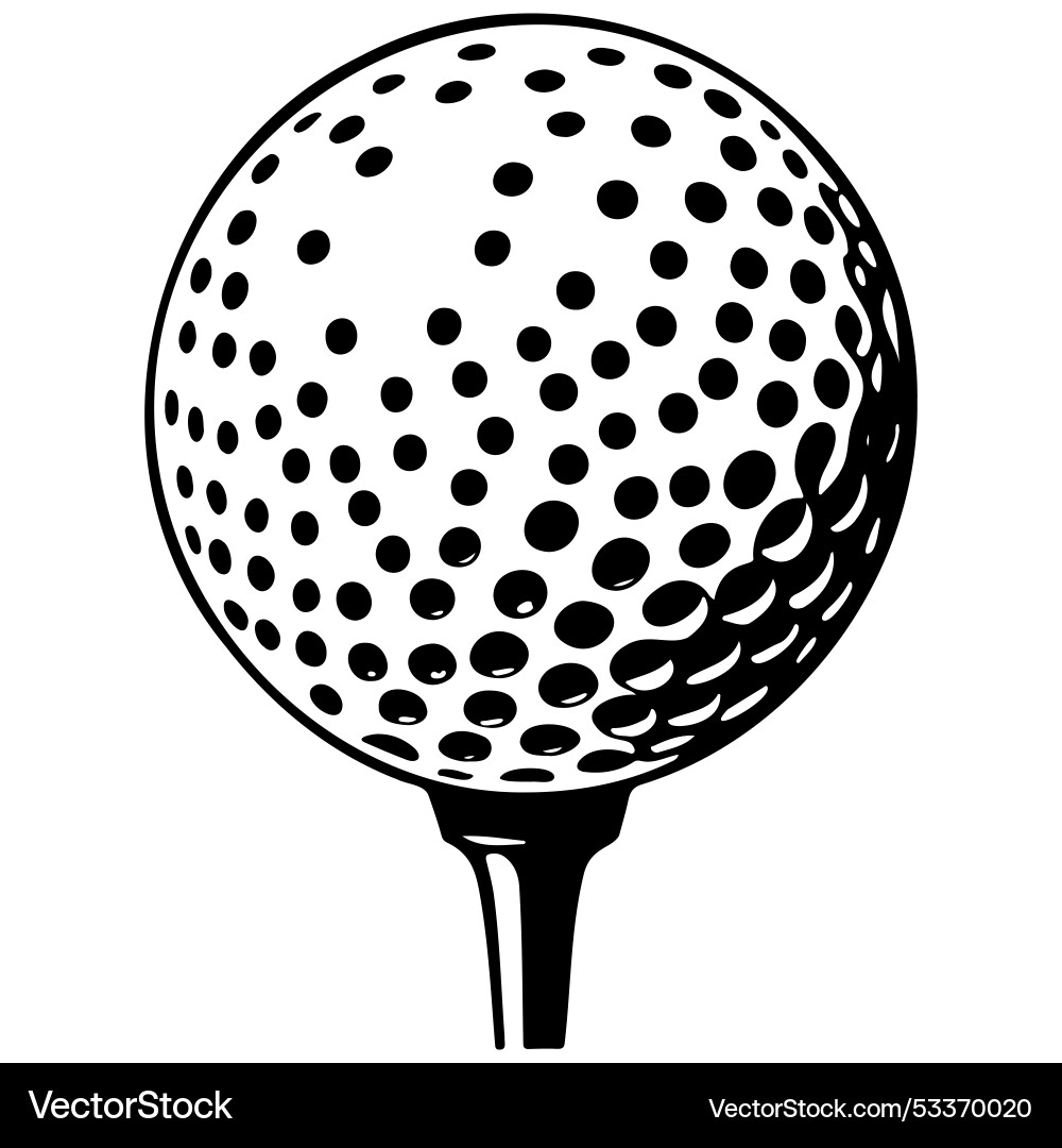 Isolated golf ball monochrome hand drawn line Vector Image