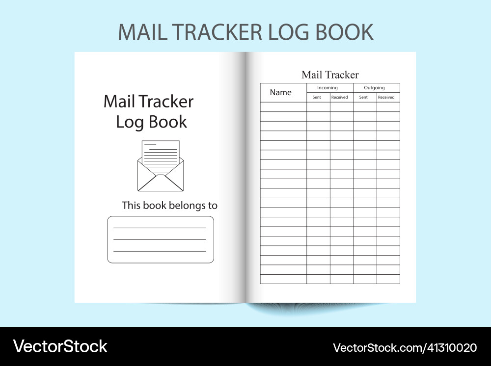 Mail tracker log book kdp interior incoming Vector Image