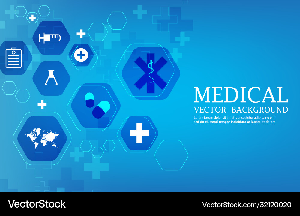 Medical blue wallpaper template design Royalty Free Vector