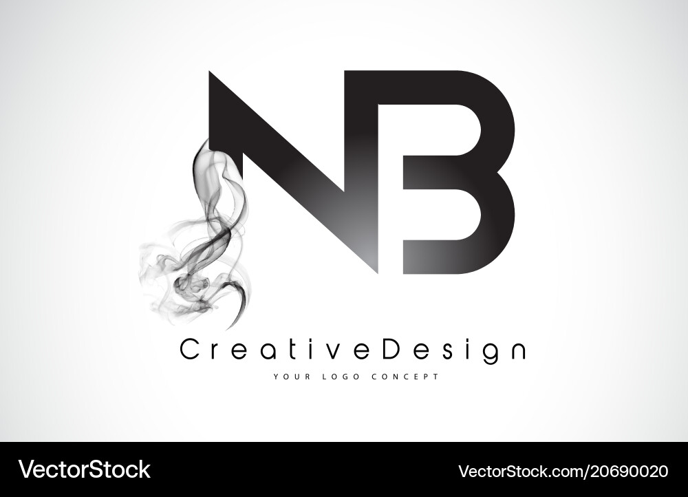 Nb letter logo design with black smoke Royalty Free Vector
