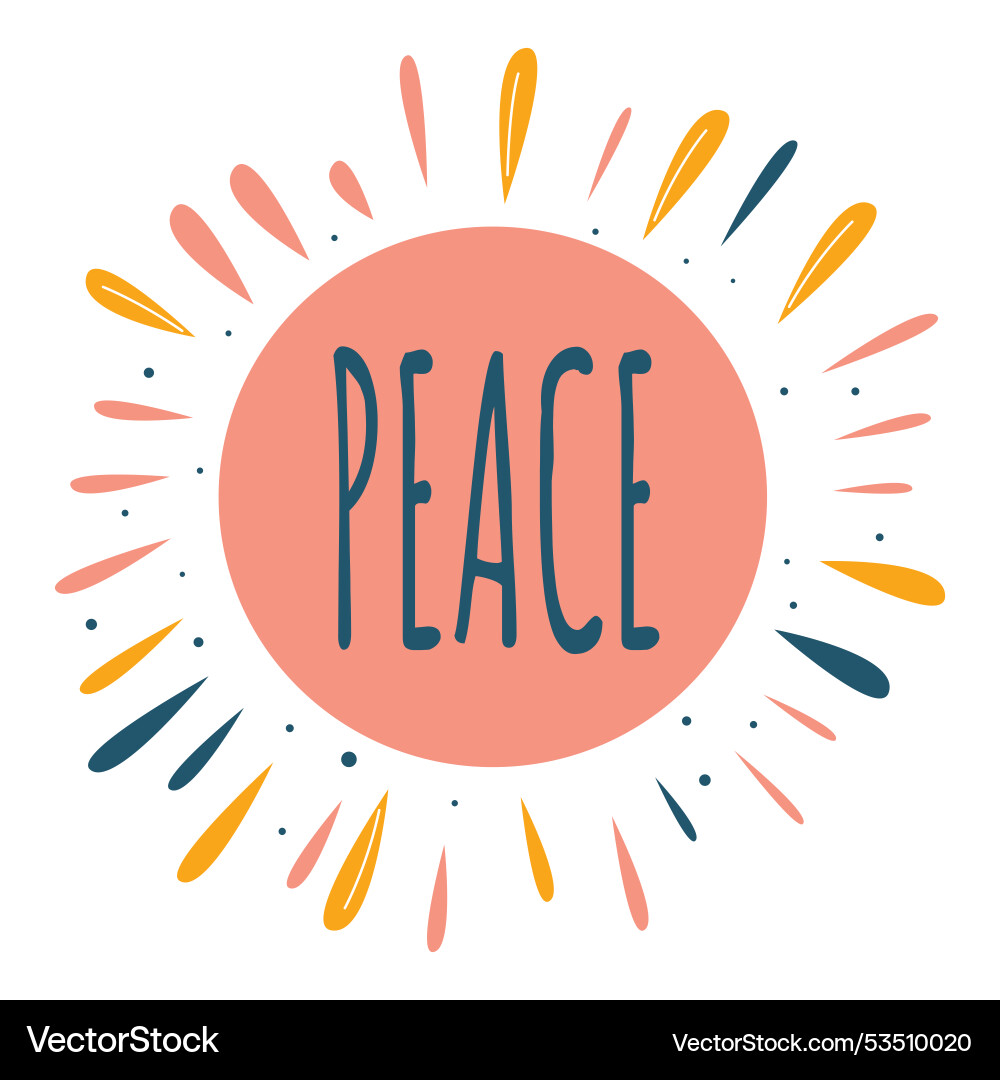 Peace in romantic flower leaves circle frame Vector Image