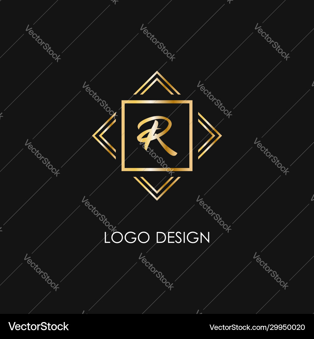 Premium style r letter logo gold symbol Royalty Free Vector