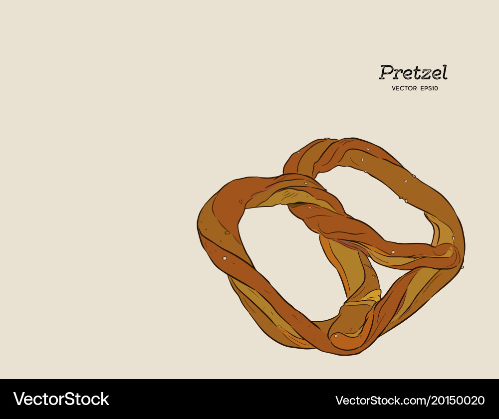 Pretzel bakery hand draw sketch Royalty Free Vector Image