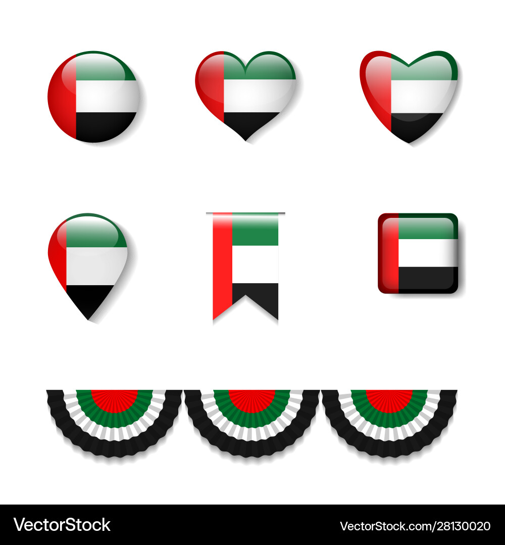 Set uae flag icon Royalty Free Vector Image - VectorStock