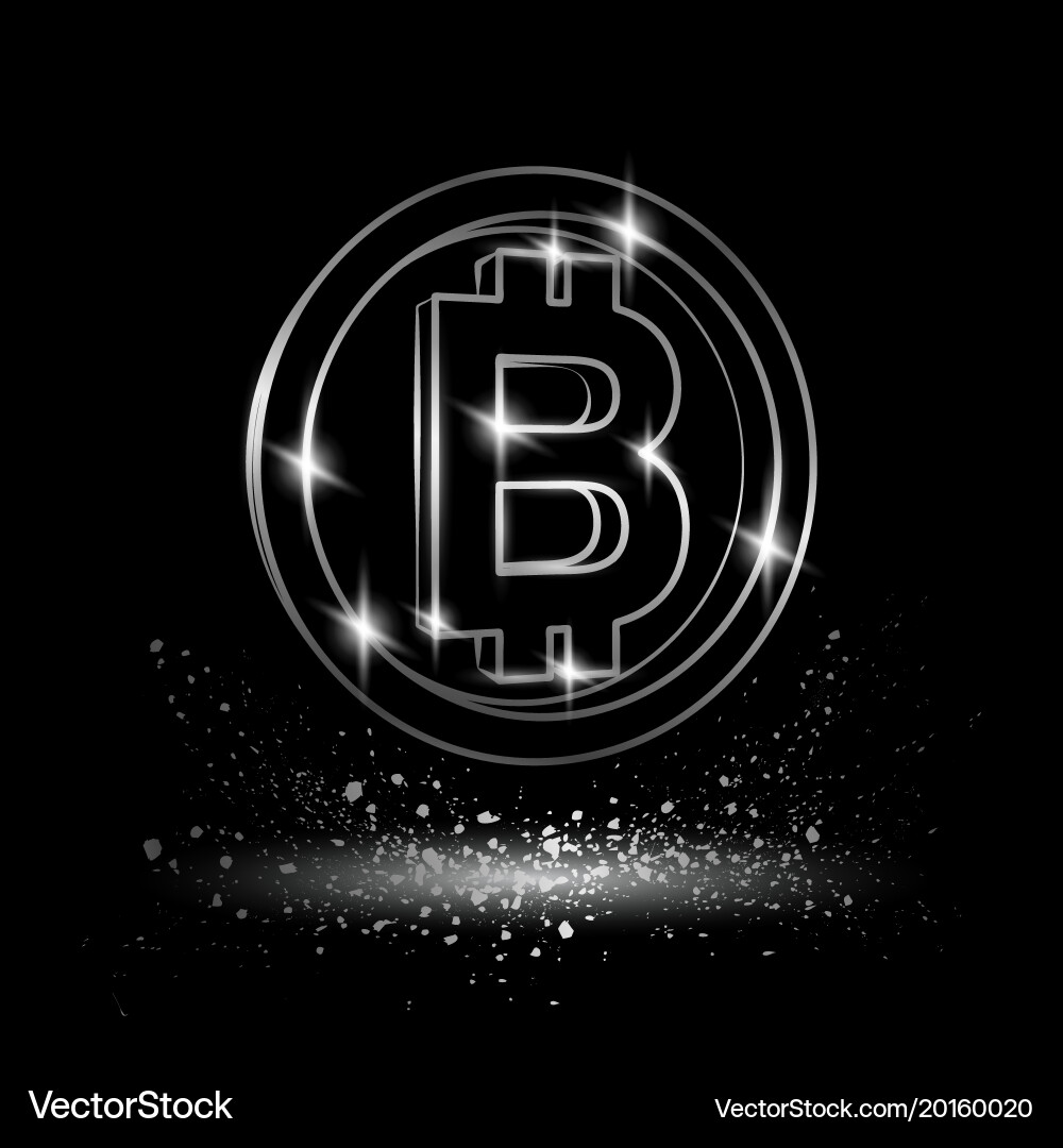 Silver bitcoin symbol Royalty Free Vector Image