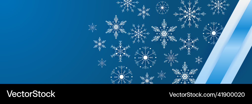 Snowy cool blue snowflake design template banner Vector Image