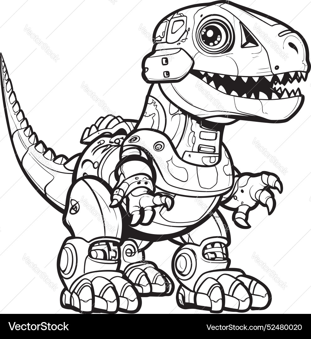T rex tech dynamic logo of robot dinosaur Vector Image