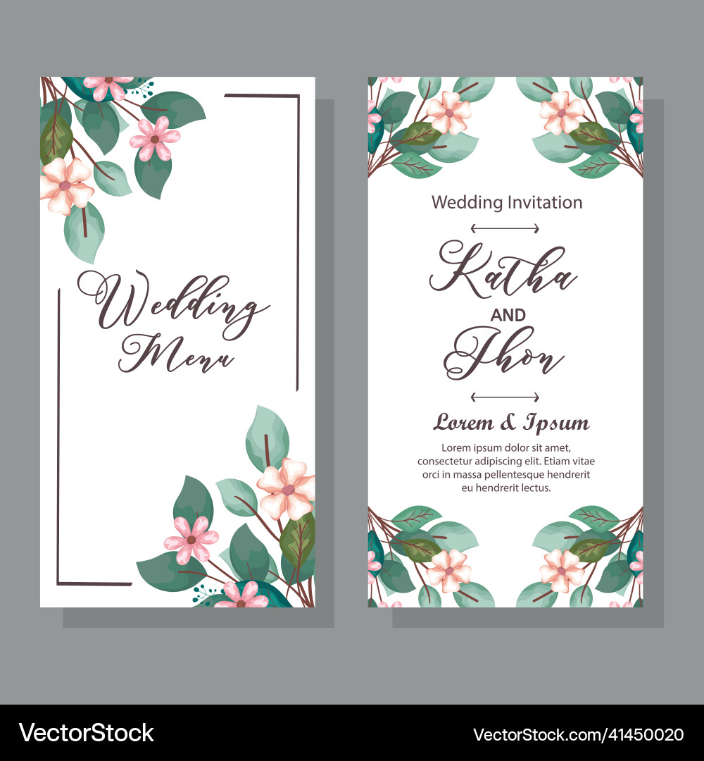 Two wedding invitations cards Royalty Free Vector Image